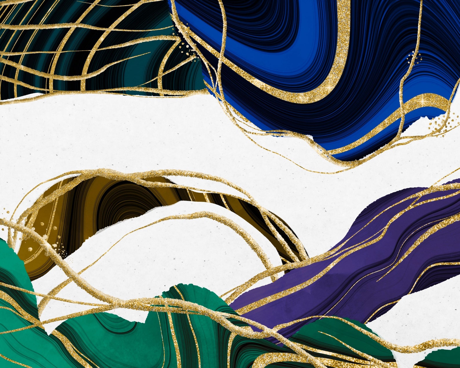 Dark Agate Borders Clipart, Green, Blue Agate Frame Overlay, PNG Gold ...