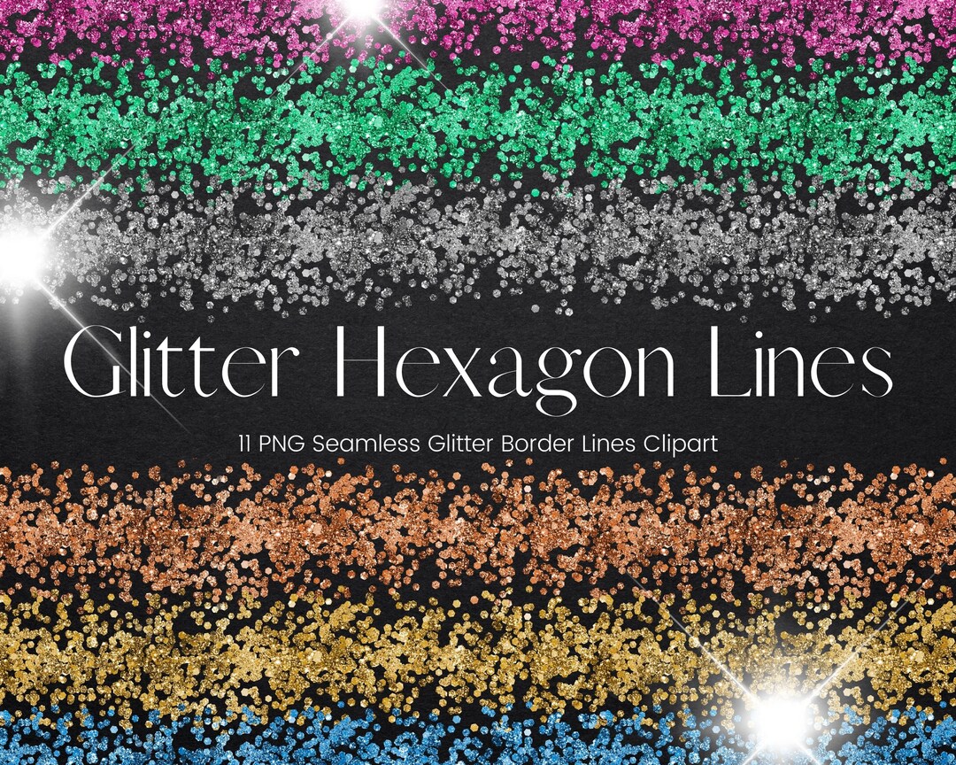 Colourful Glitter Seamless Line Clipart, Rose Gold, Gold, Silver ...