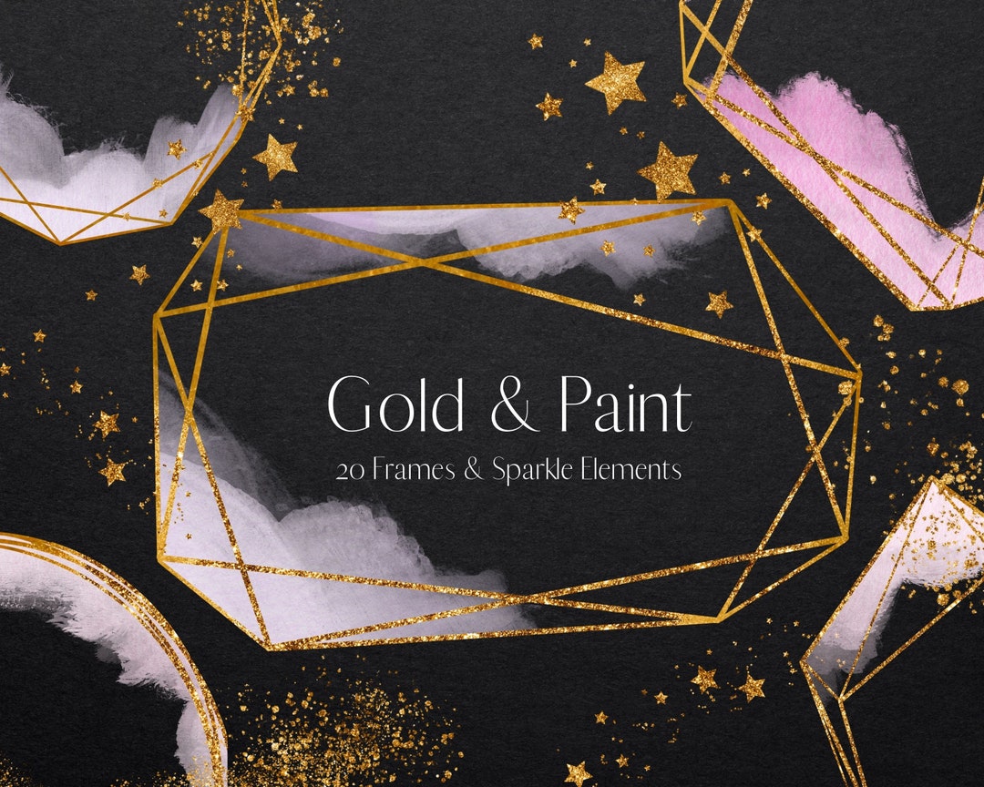 Gold Glitter and Watercolour Frame Clipart, Pink Frame, PNG Purple ...
