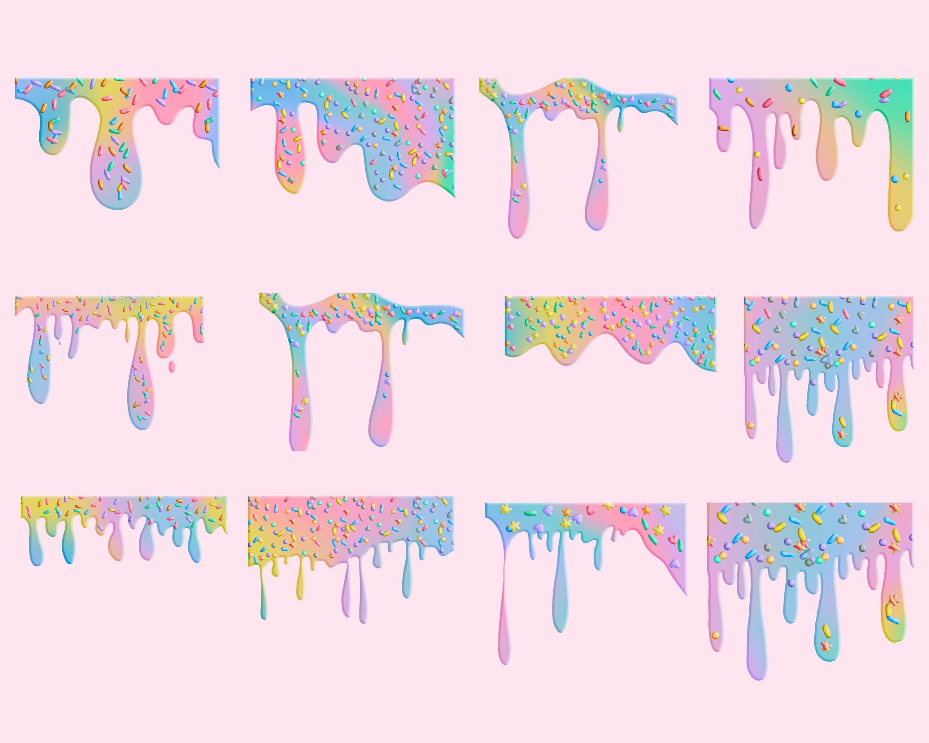 Dripping Frosting With Sprinkles Clipart Rainbow Dipping | Etsy Canada