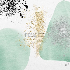 Green Watercolor Brush Stroke Clip Art, PNG Gold Glitter Splatter ...