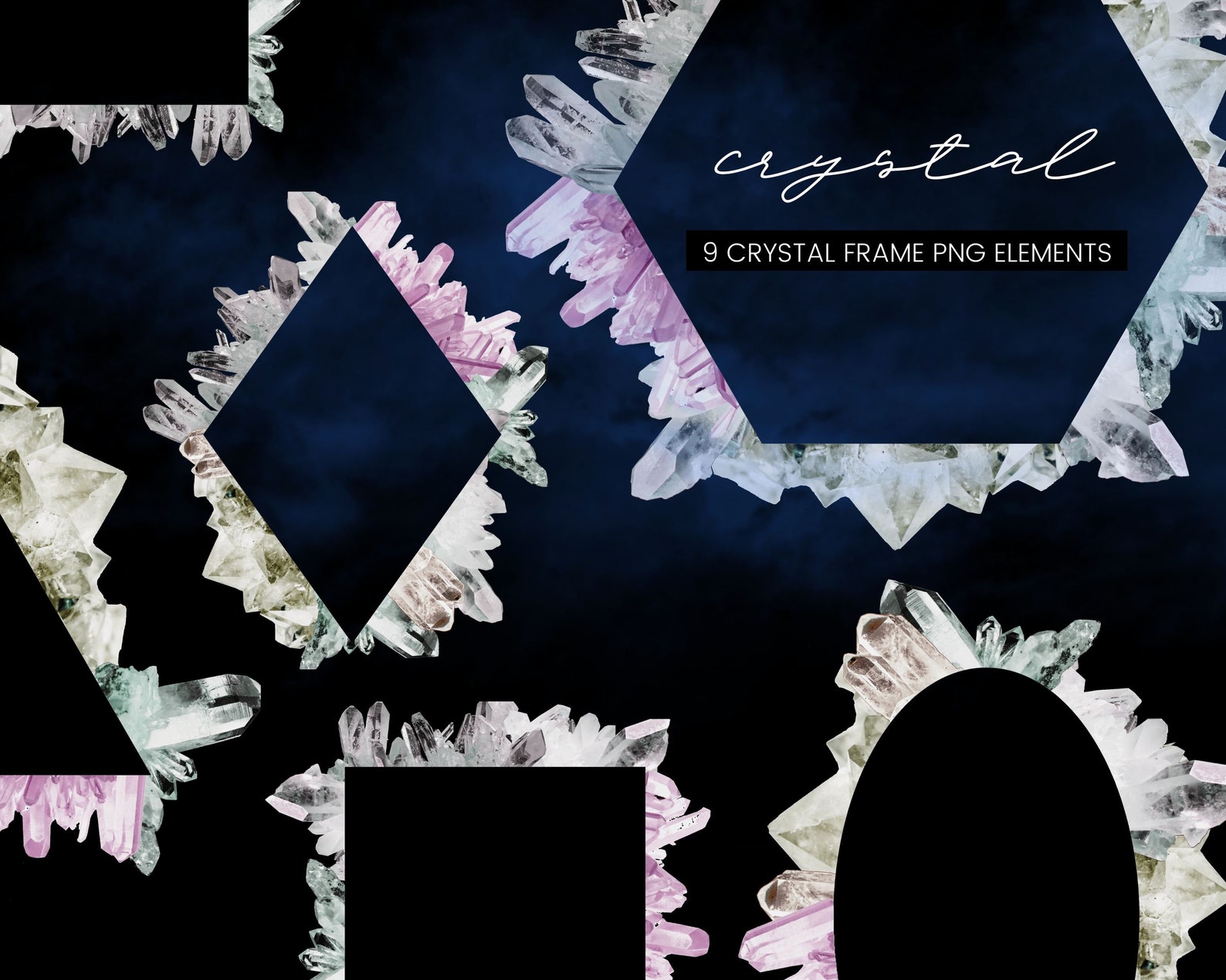 9 Pastel Crystal Frame Clipart Color Diamond Frames Boho - Etsy Australia