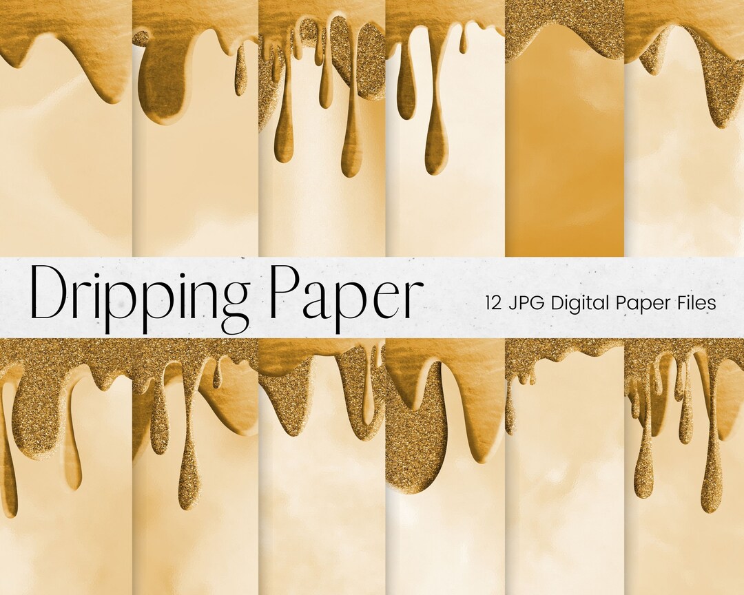 Gold Dripping Glitter Digital Paper Pattern, Dripping Gold Scrapbook ...