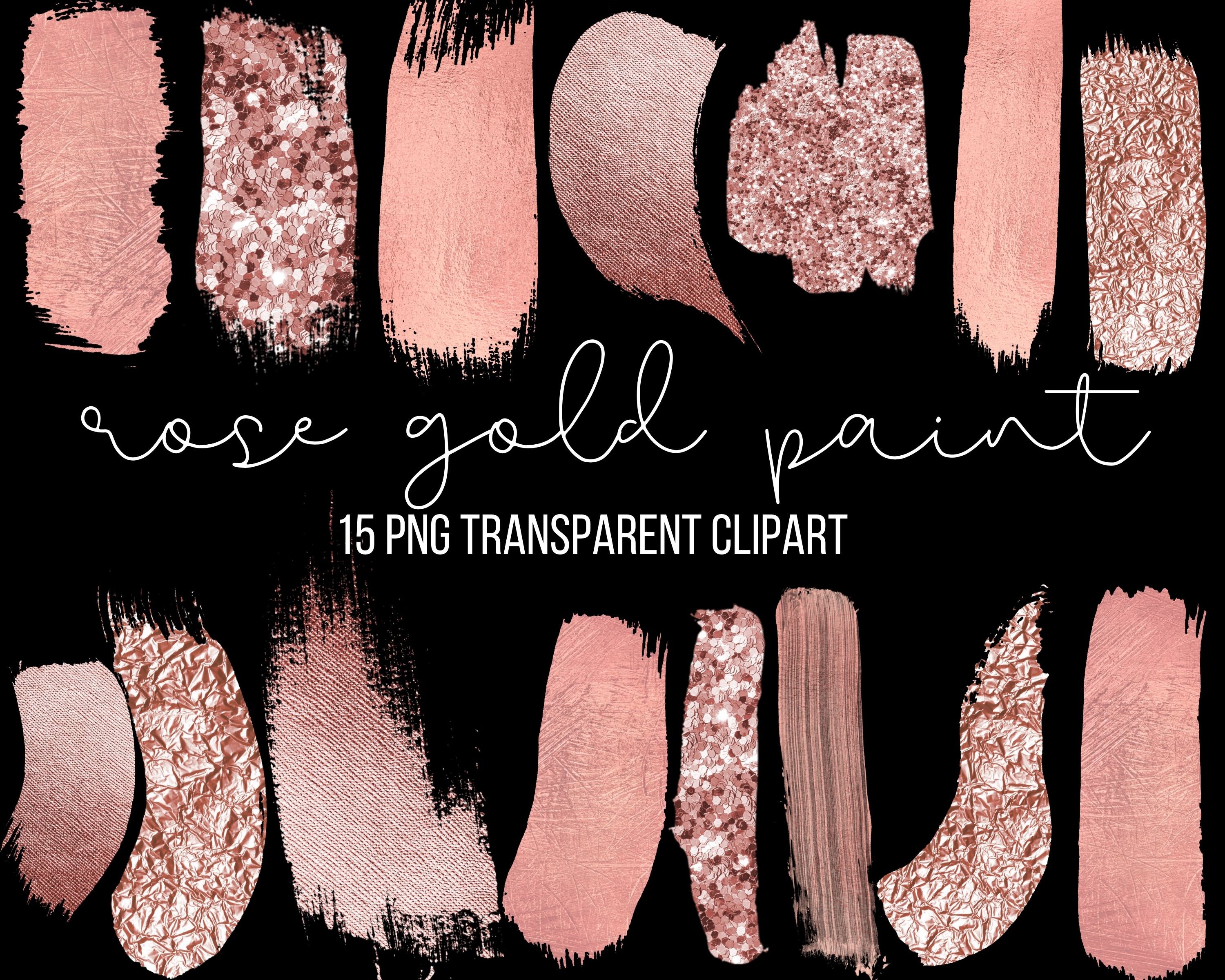 15 Rose Gold Brush Strokes Clipart Transparent Glitter Foil - Etsy