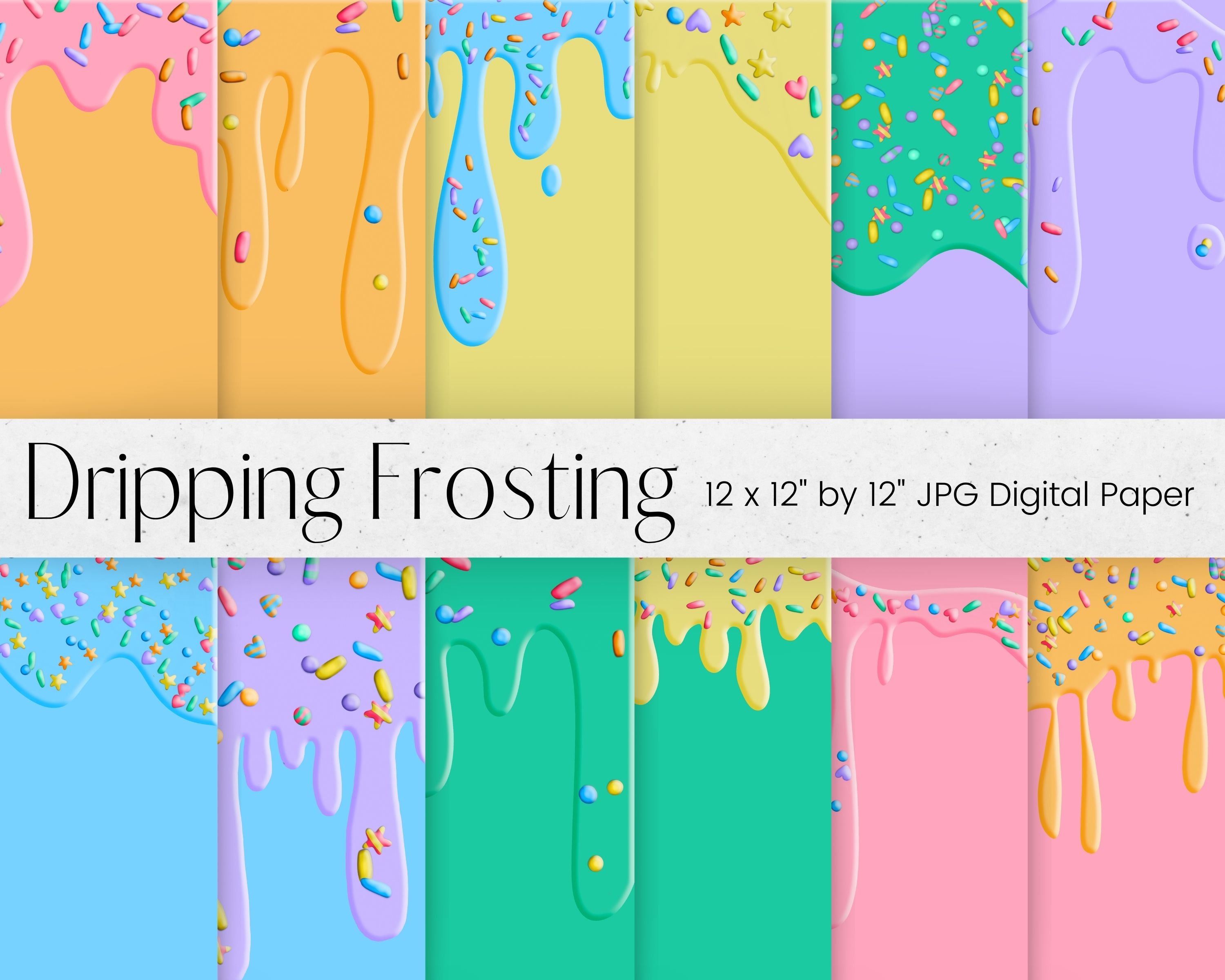 Cake Frosting Dripping Digital Paper Colourful Pink Blue - Etsy