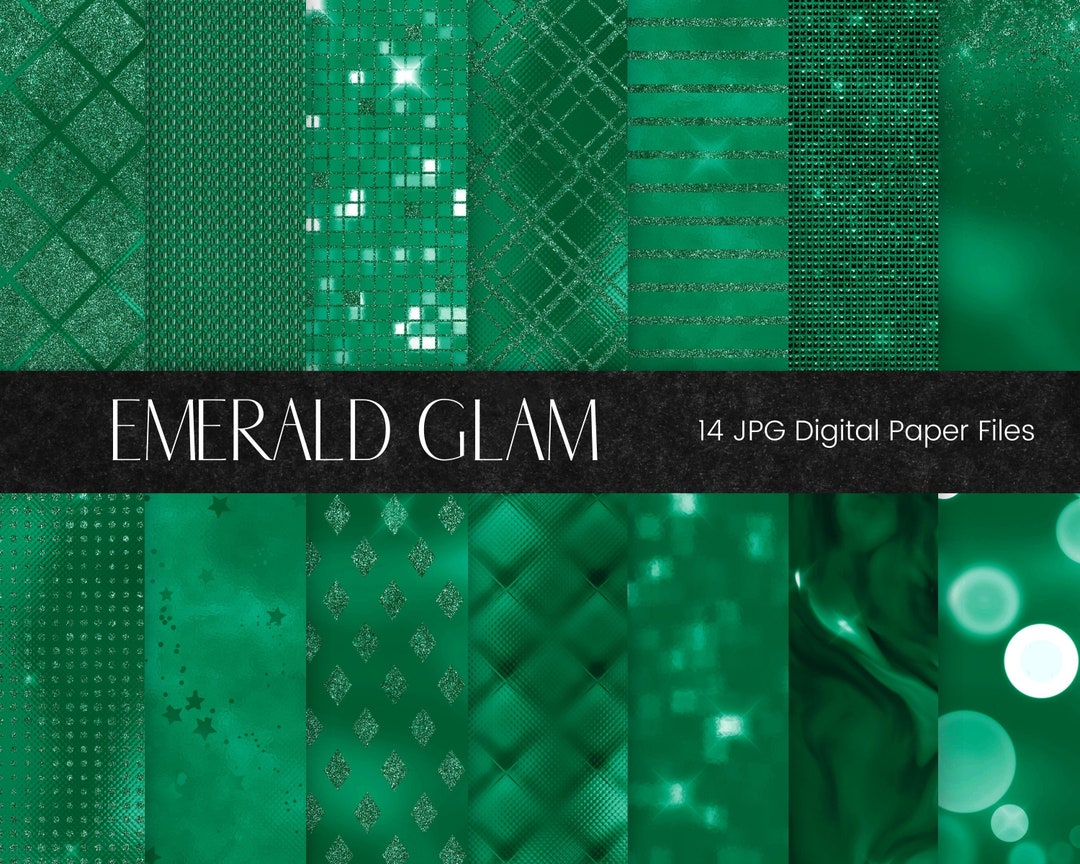 Emerald Green Glam Digital Paper, Foil Luxury Textures, Glitter ...