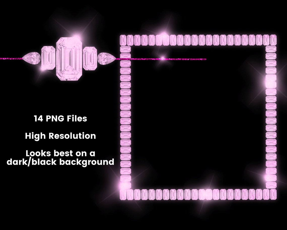 Pink Diamond Frame Clipart Pink Diamond Borders Overlay | Etsy