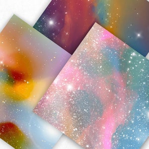 Watercolour Galaxy Digital Paper Pattern, Rainbow Watercolour Celestial ...