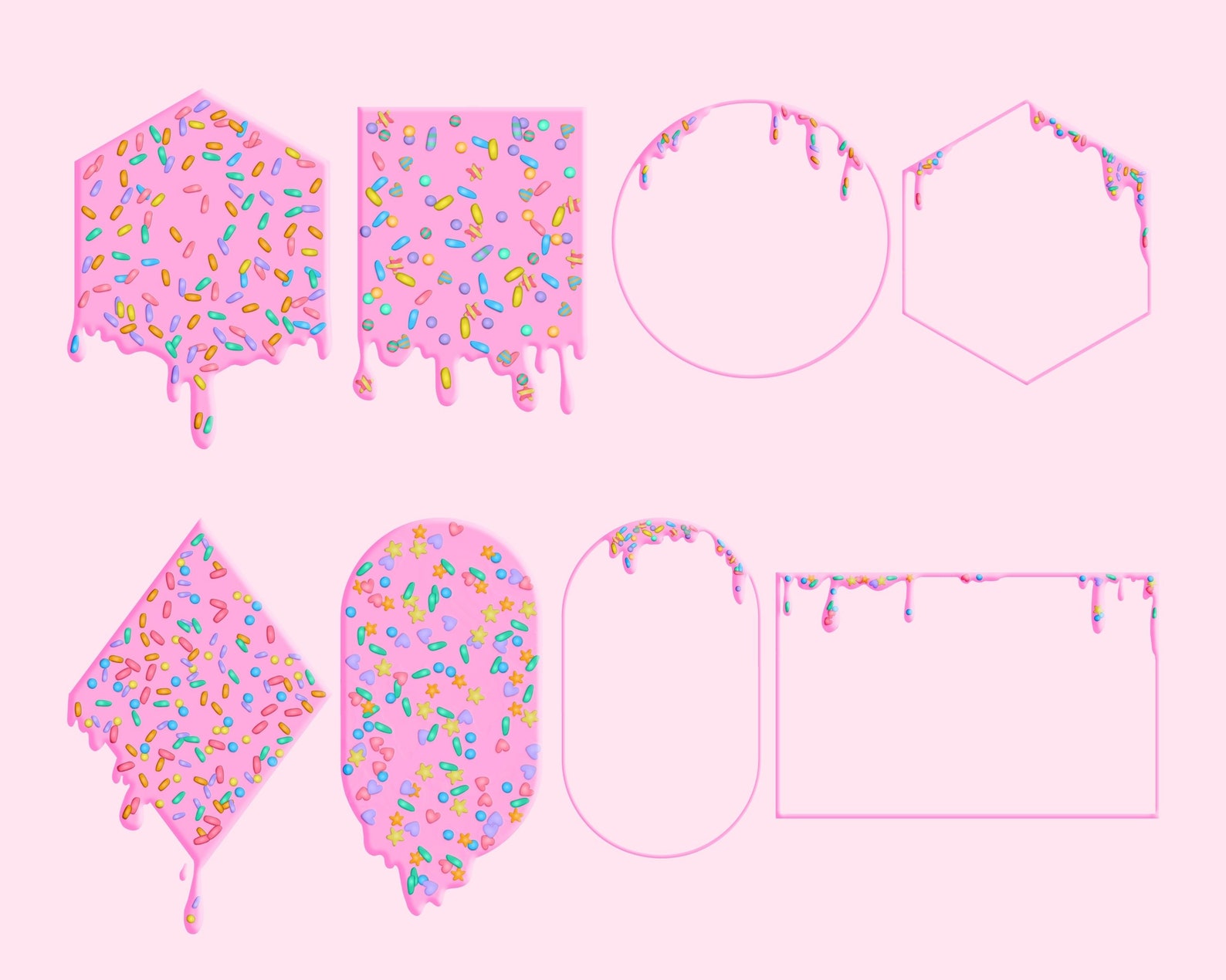 Dripping Frosting Frames With Sprinkles Clipart Square - Etsy
