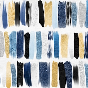 50 Blue Metal Glitter Brush Stroke Clipart, Gold Glitter Clip Art PNG ...
