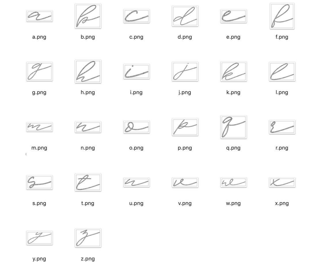 SILVER Calligraphy Font Cursive Letters ALPHABET Digital | Etsy