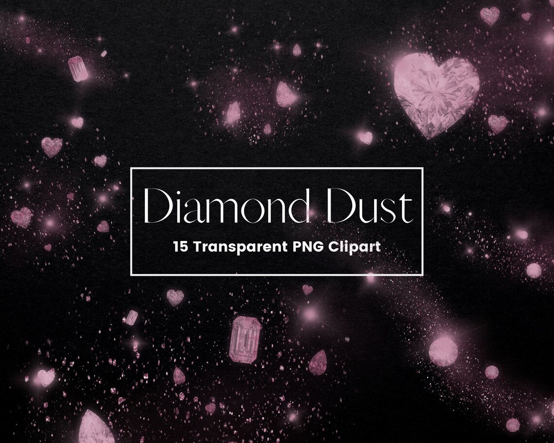 Pink Diamond Dust Clipart, Glitter Dust Overlay, Rose Gold Sparking ...
