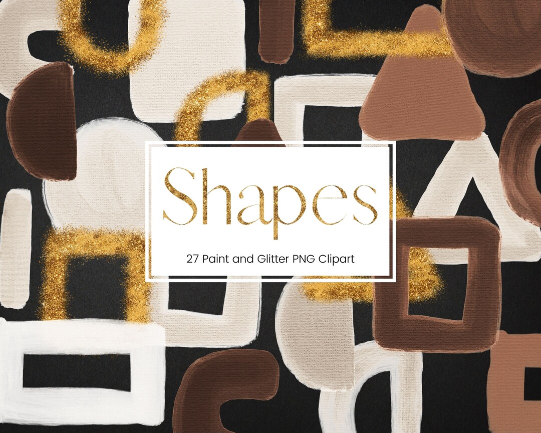 Painted Modern and Glitter Shape Clipart, Brown, Beige Abstract Hand ...