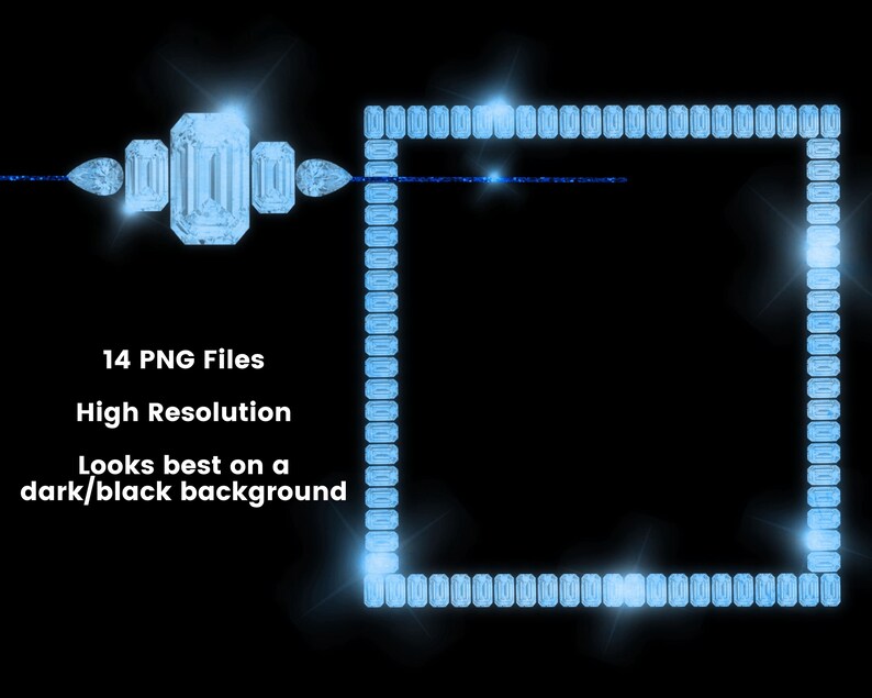 Blue Diamond Frame Clipart Blue Diamond Borders Overlay - Etsy