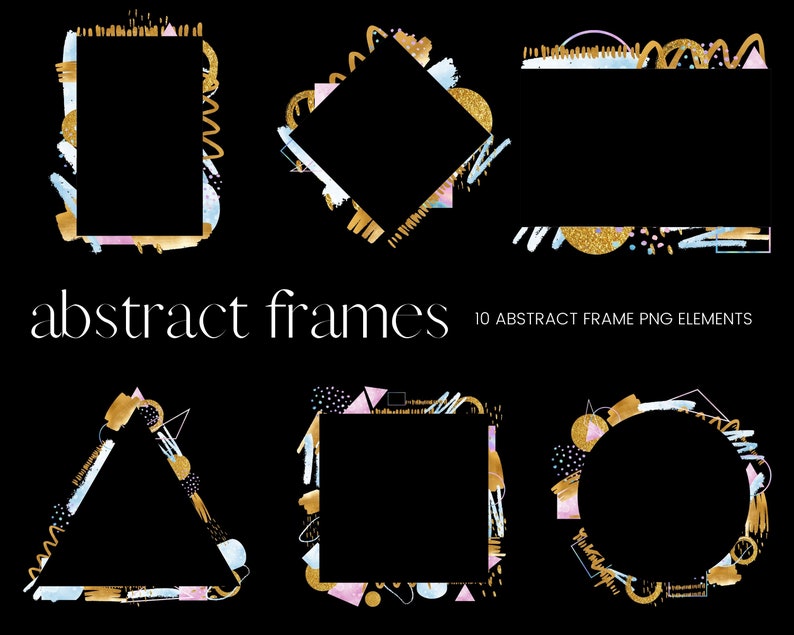 10 Abstract Shapes Mermaid Frame clipart Metal Pink Purple | Etsy