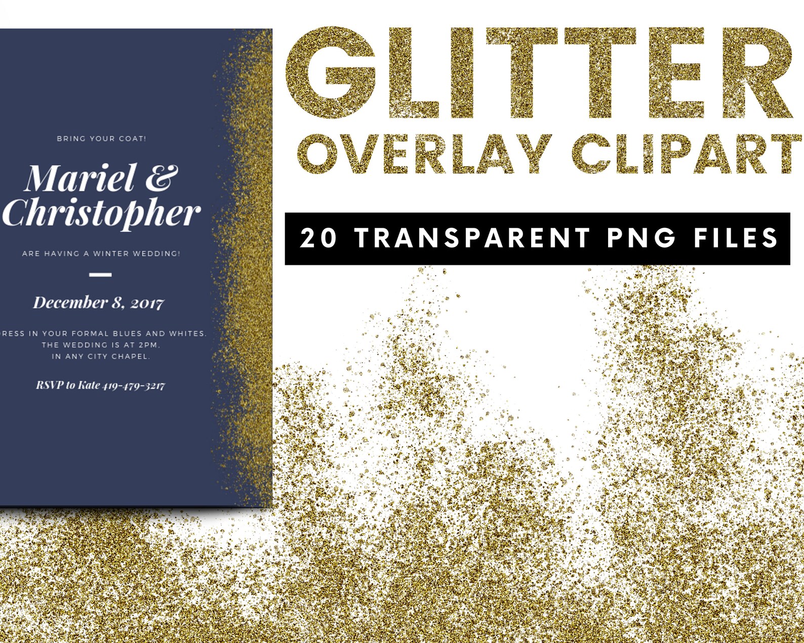 20 Gold Glitter Clipart Pixie Dust Glitter Overlay, Glitter Commercial ...