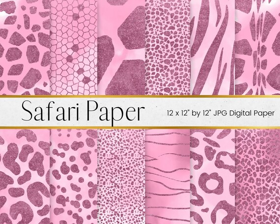 Pink Safari Animal Print Digital Paper Leopard Print Pattern | Etsy