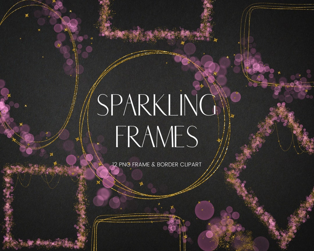 Pink Sparkling Frame Clipart, Pink Bokeh and Gold Glitter Borders ...