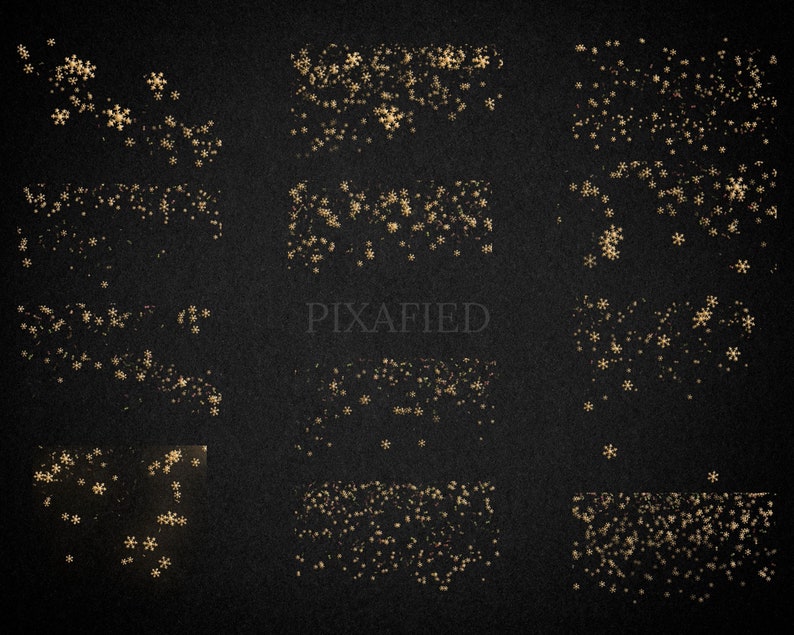 Falling Snowflake Clipart, Gold Glitter Snowflake Overlays, Transparent ...