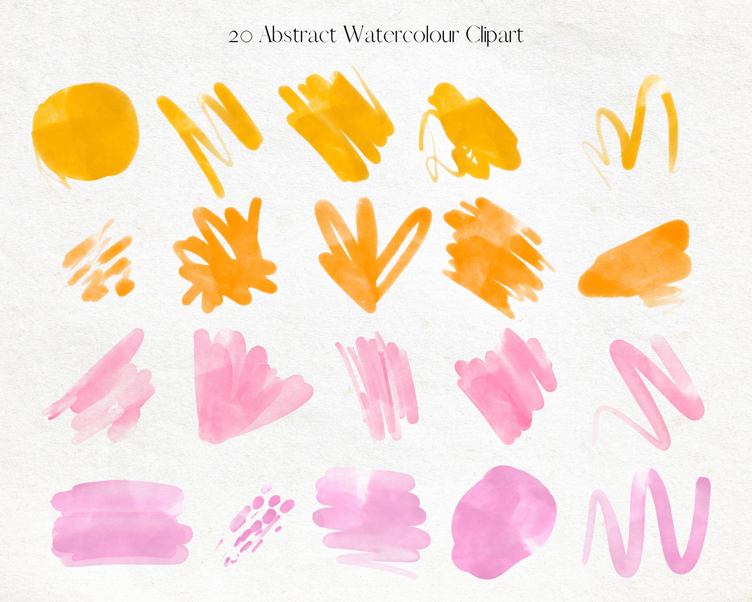 Abstract Watercolour Clipart Pink Orange Modern Watercolour | Etsy