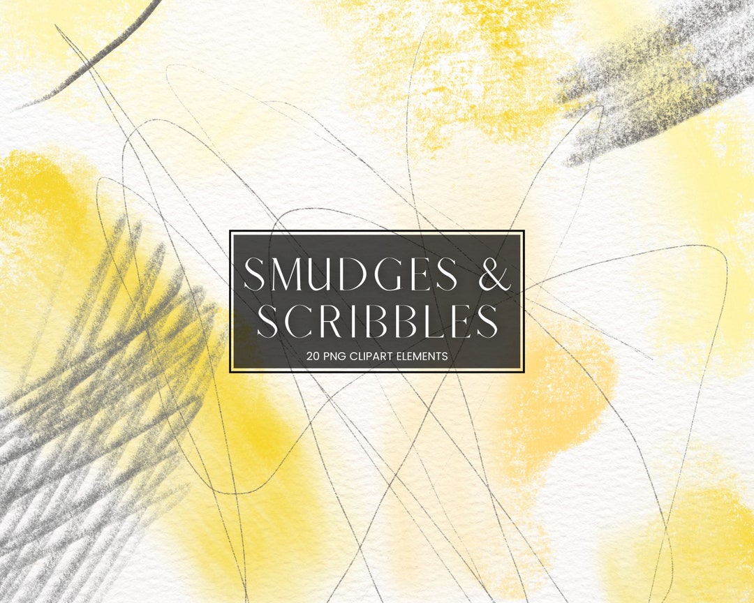 Yellow Smudge and Scribble Clipart, Grey Pencil PNG Scribble Sketches ...
