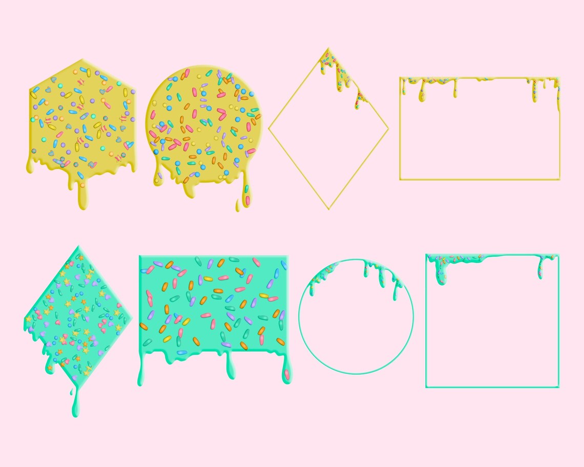 Dripping Frosting Frames With Sprinkles Clipart Square - Etsy