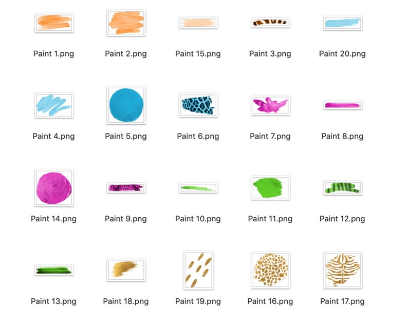 20 Safari Paint Brush Stroke Elements Pink Blue Neon Clipart - Etsy