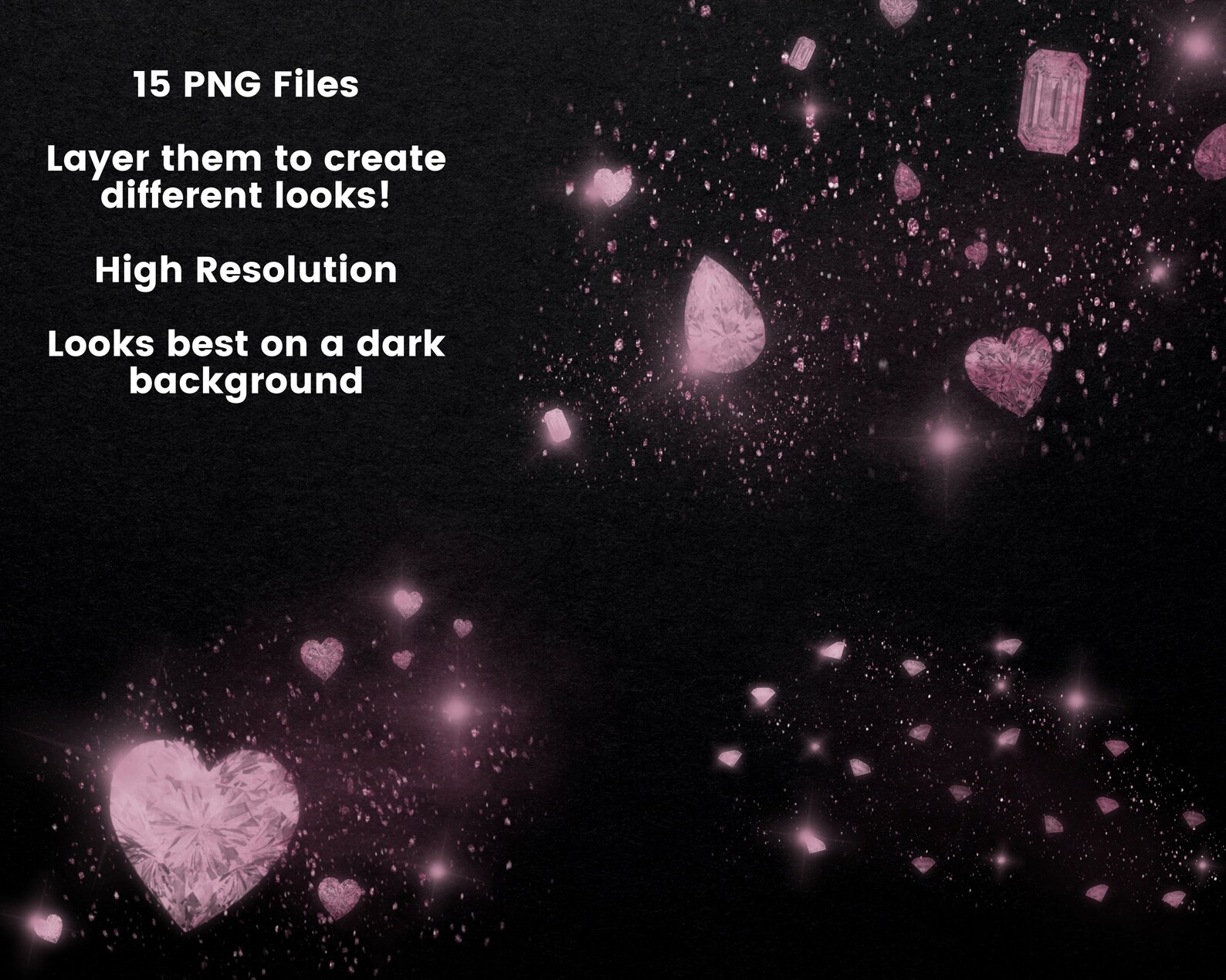 Pink Diamond Dust Clipart, Glitter Dust Overlay, Rose Gold Sparking ...