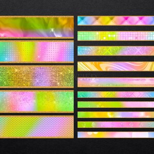Rainbow Glitter Glam Border Clipart, Luxury Gold Glitter Metal Foil PNG ...