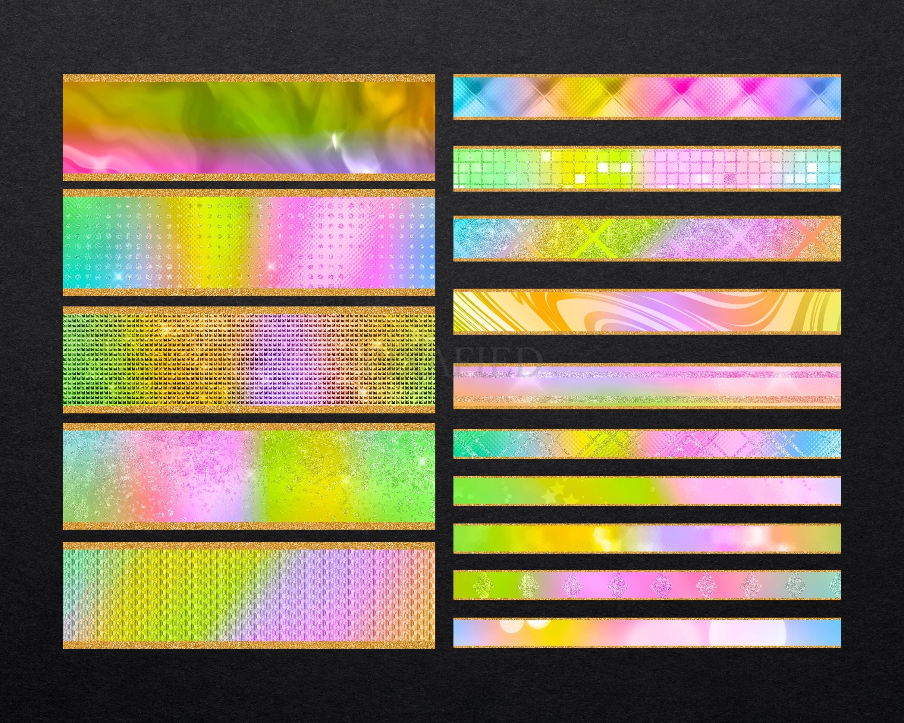 Rainbow Glitter Glam Border Clipart Luxury Gold Glitter Metal - Etsy ...