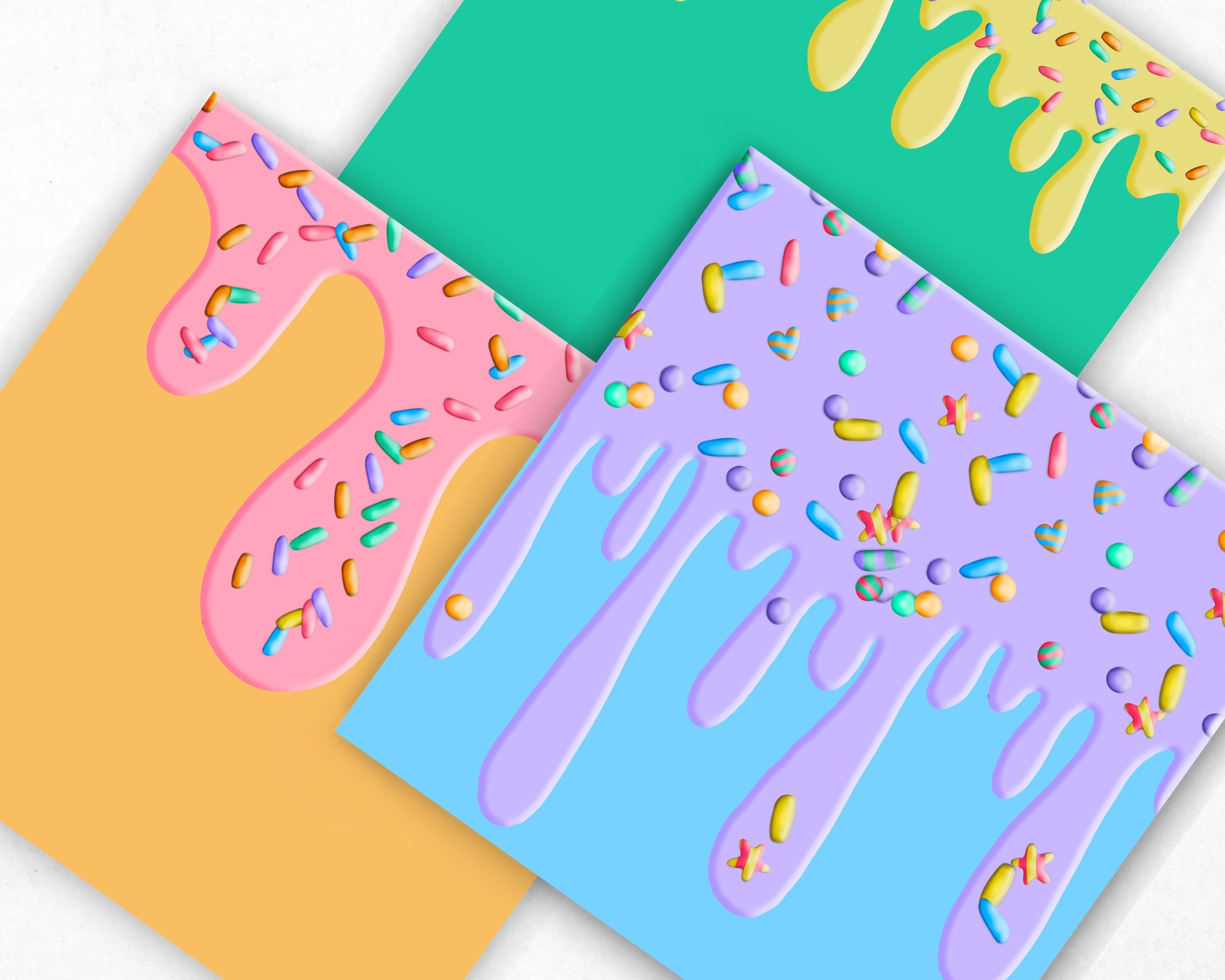 Cake Frosting Dripping Digital Paper Colourful Pink Blue - Etsy
