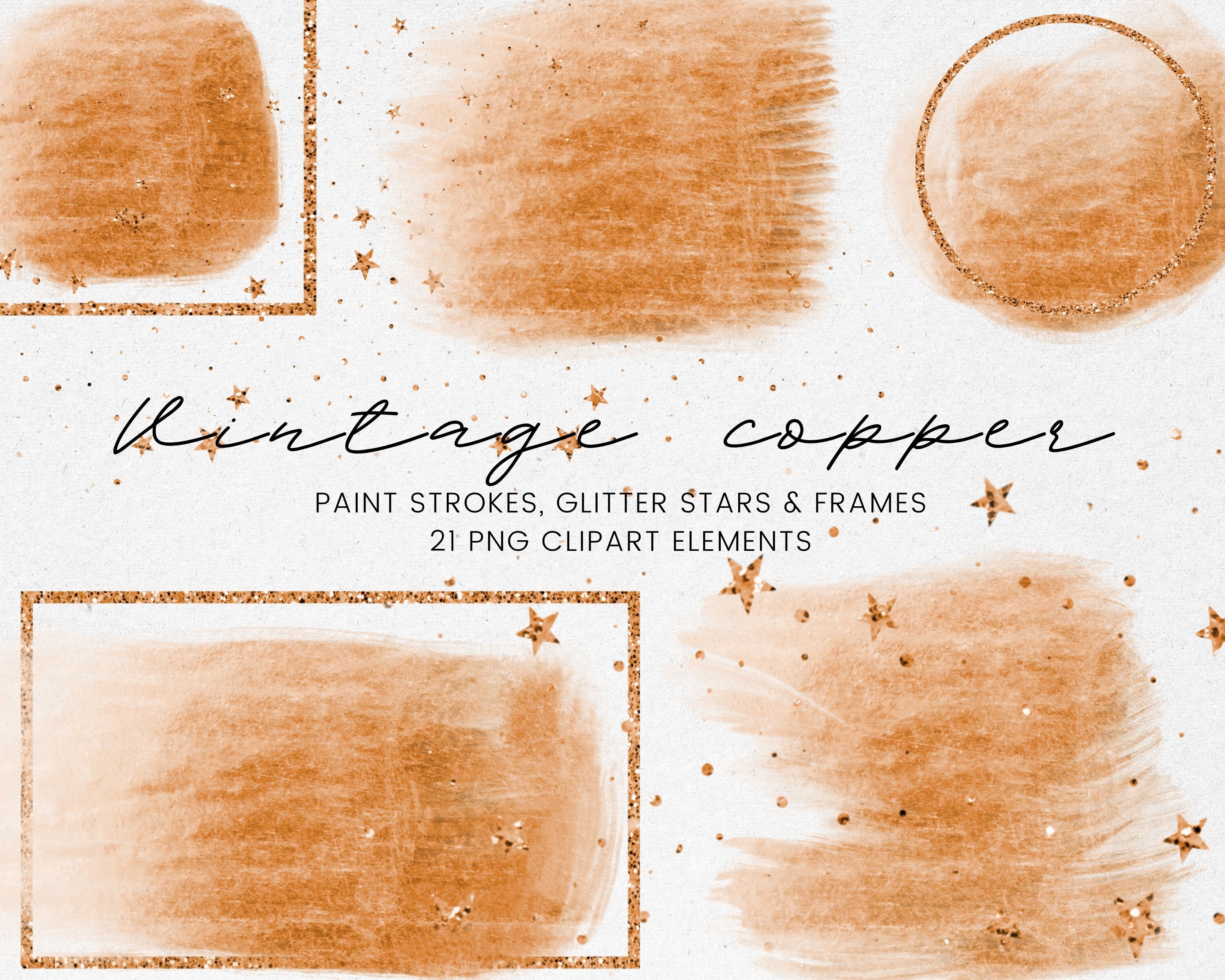 Copper Watercolor Paint Brushstroke Clipart Copper Glitter | Etsy