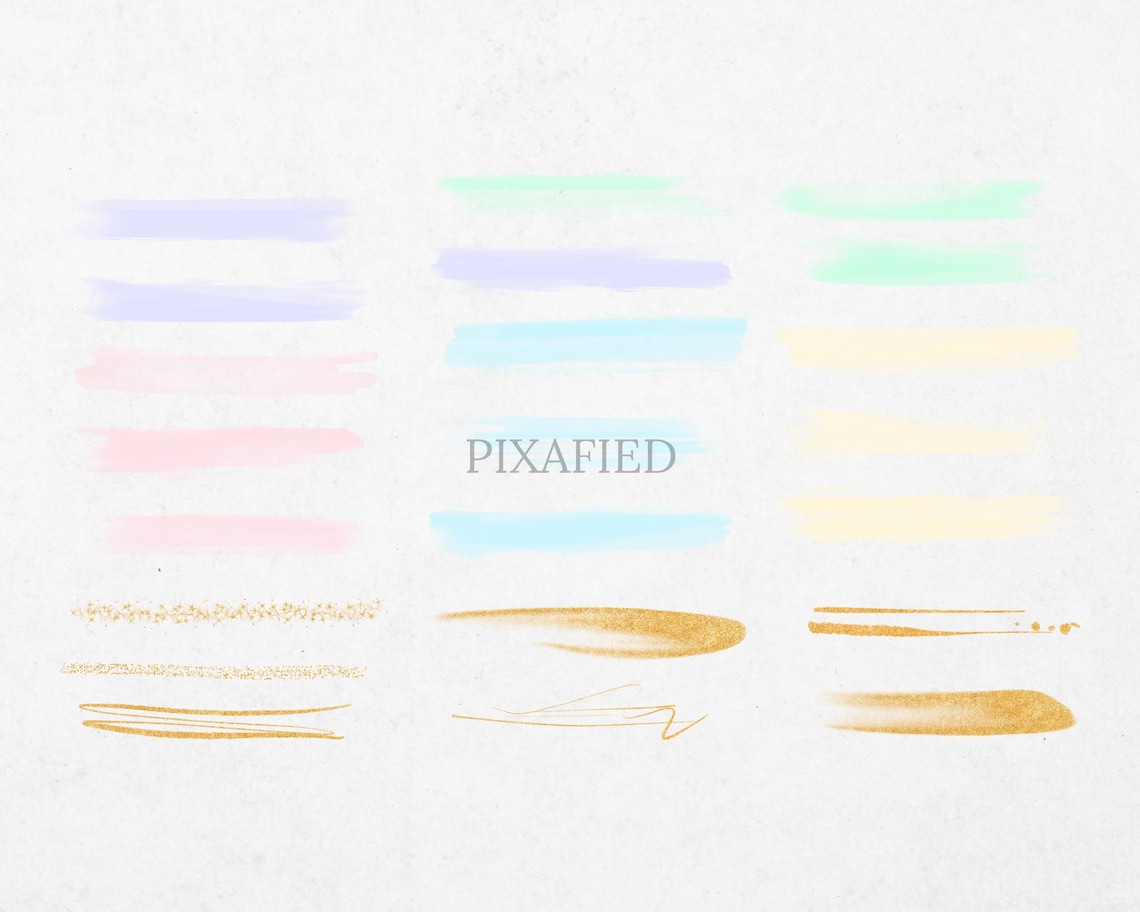 Pastel Watercolor Brush Stroke Clip Art Rainbow Transparent - Etsy