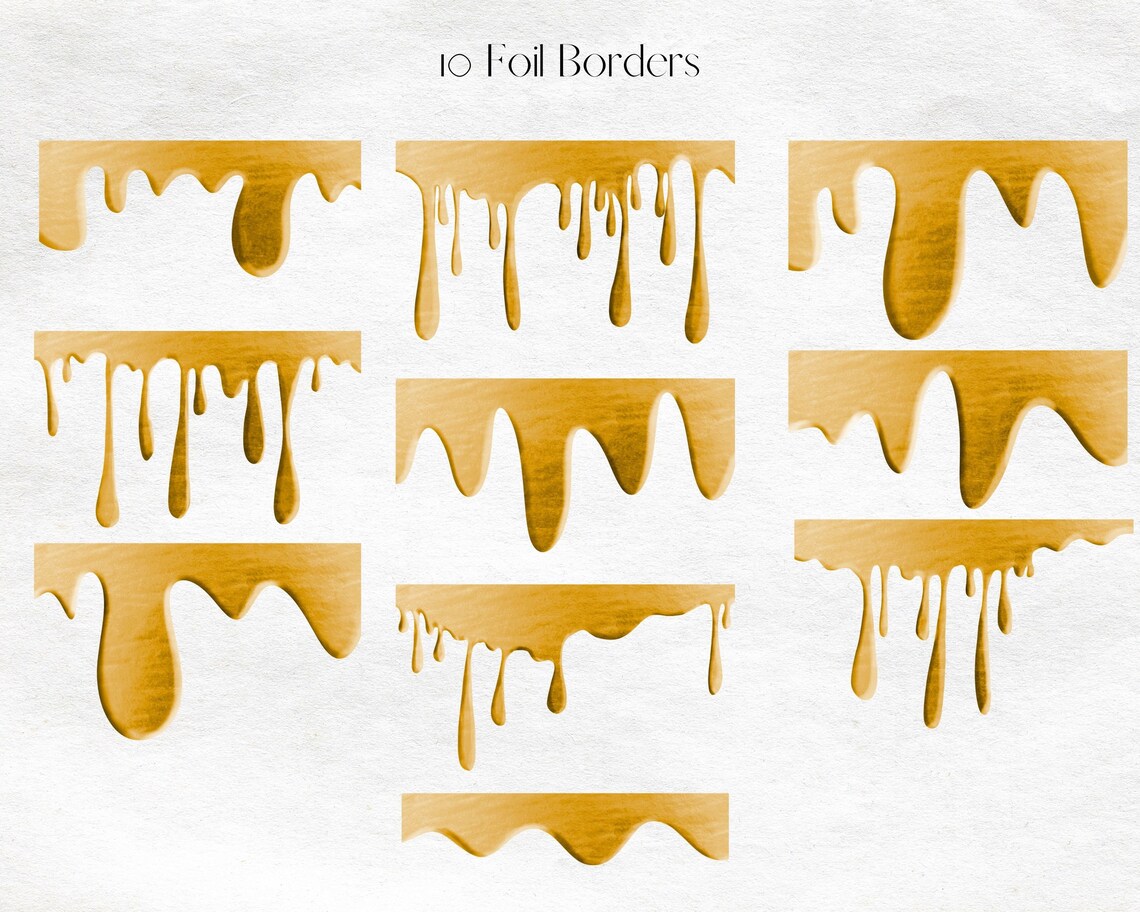 Gold Dripping Clipart Gold Dripping Borders Overlay Glitter - Etsy