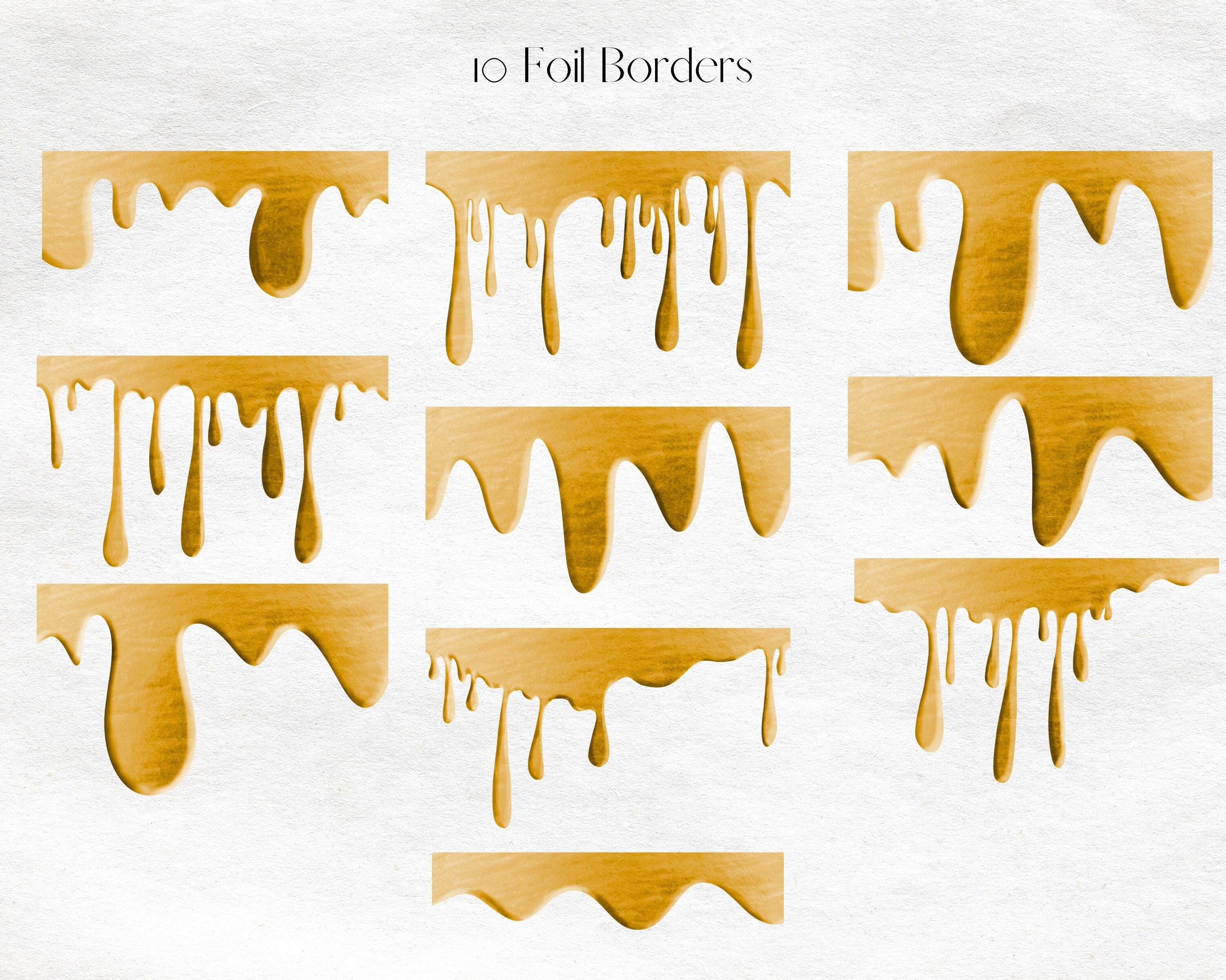 Gold Dripping Clipart Gold Dripping Borders Overlay Glitter - Etsy