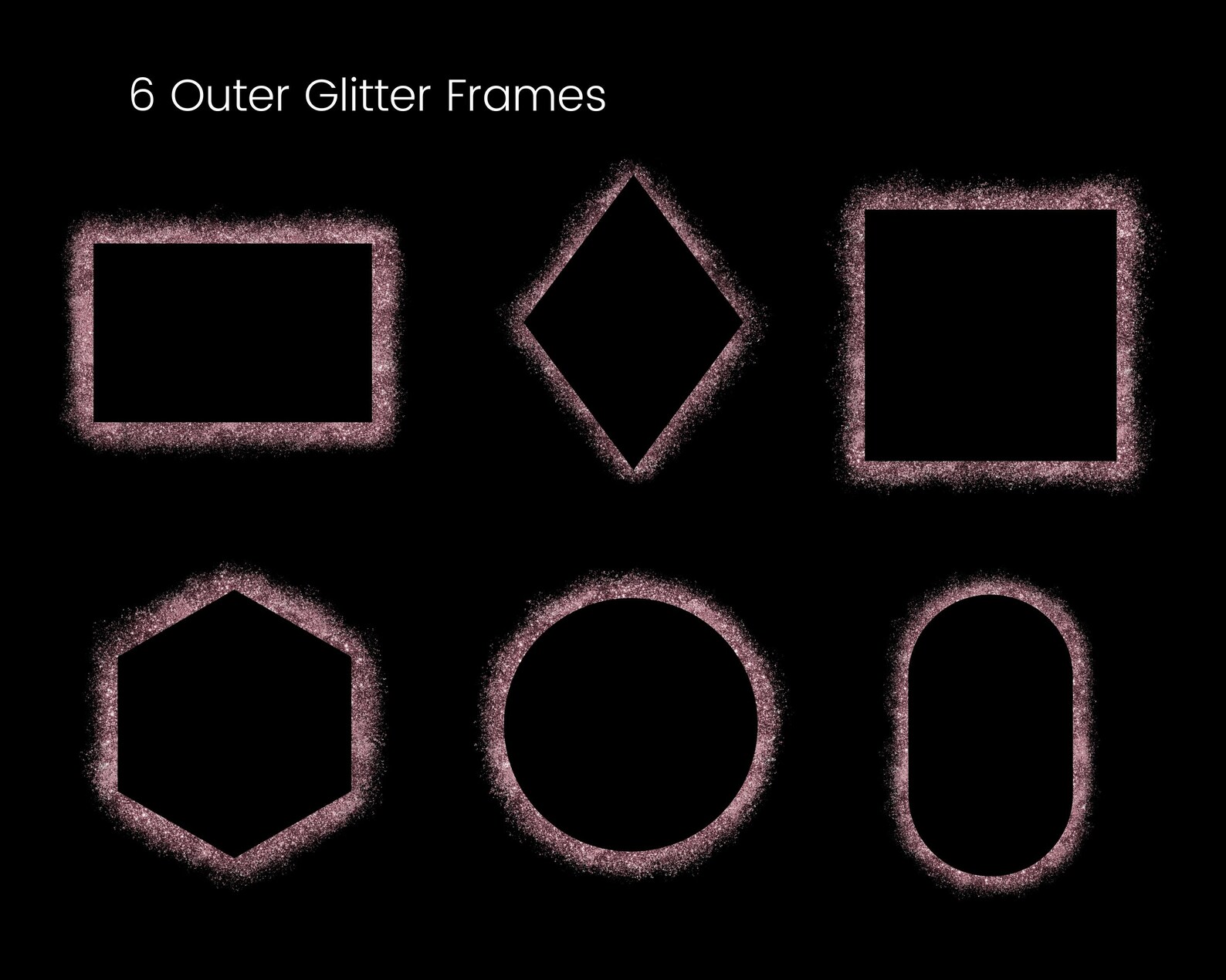 Rose Gold Glitter Frame Clipart Set, Glitter Border Elements, Square ...