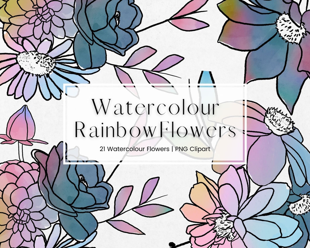 Rainbow Watercolour Flowers Clipart, Rainbow Floral PNG, Transparent ...