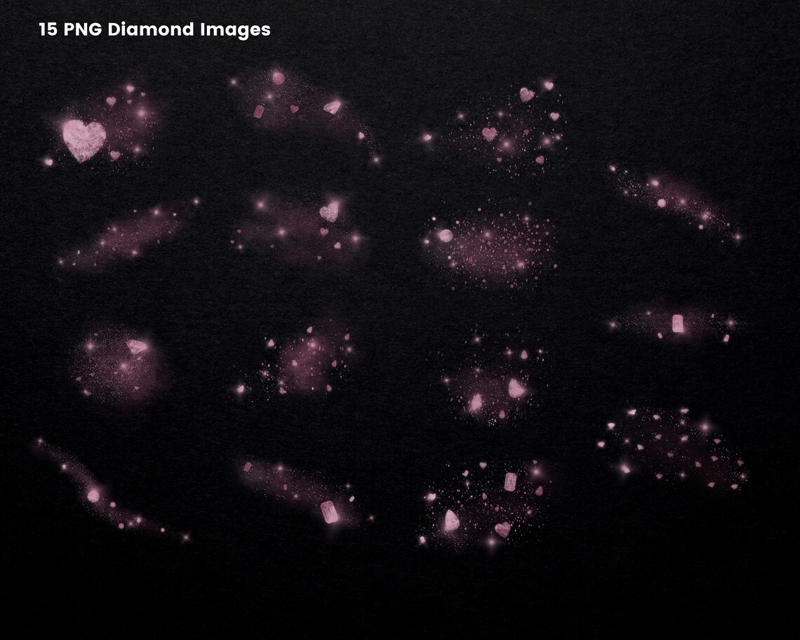 Pink Diamond Dust Clipart, Glitter Dust Overlay, Rose Gold Sparking ...