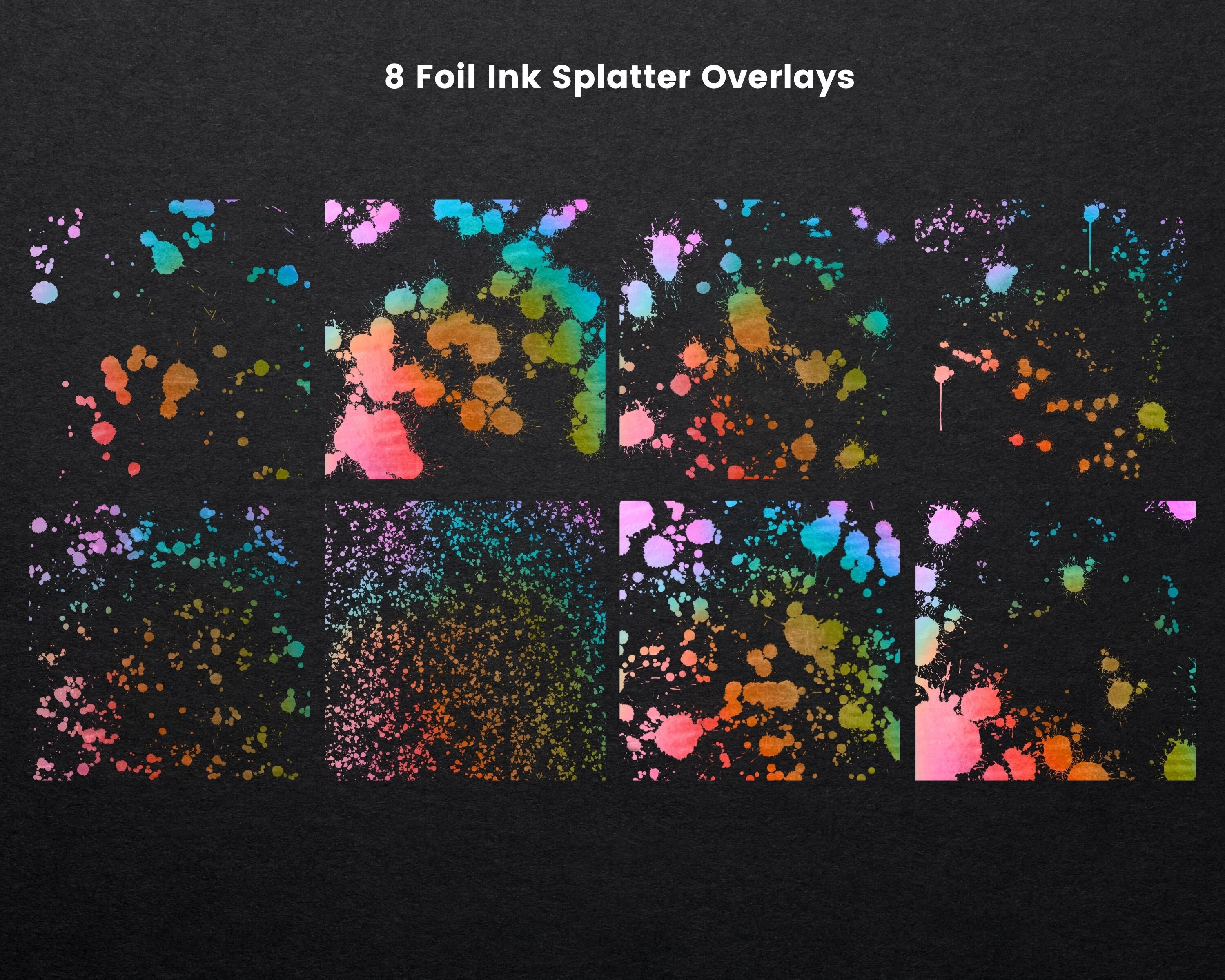 Rainbow Ink Splatter Overlays Rainbow Foil Ink Dot Clipart | Etsy