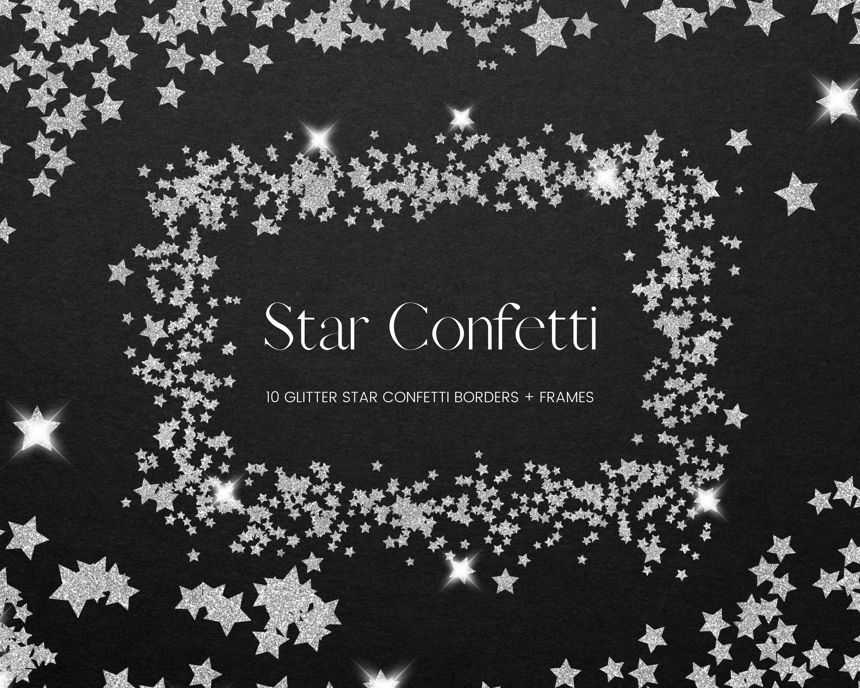 Silver Star Confetti Frames and Borders Clipart Glitter - Etsy