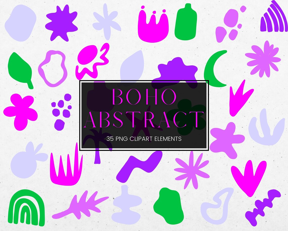 Abstract Boho Clipart Bohemian Clipart Shapes Modern Boho - Etsy