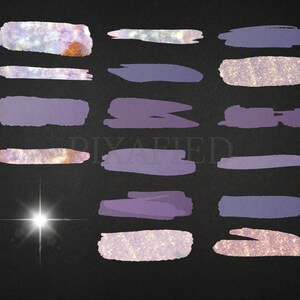 Sparkling and Watercolour Brushstroke Clipart, Glam Purple Glitter PNG ...