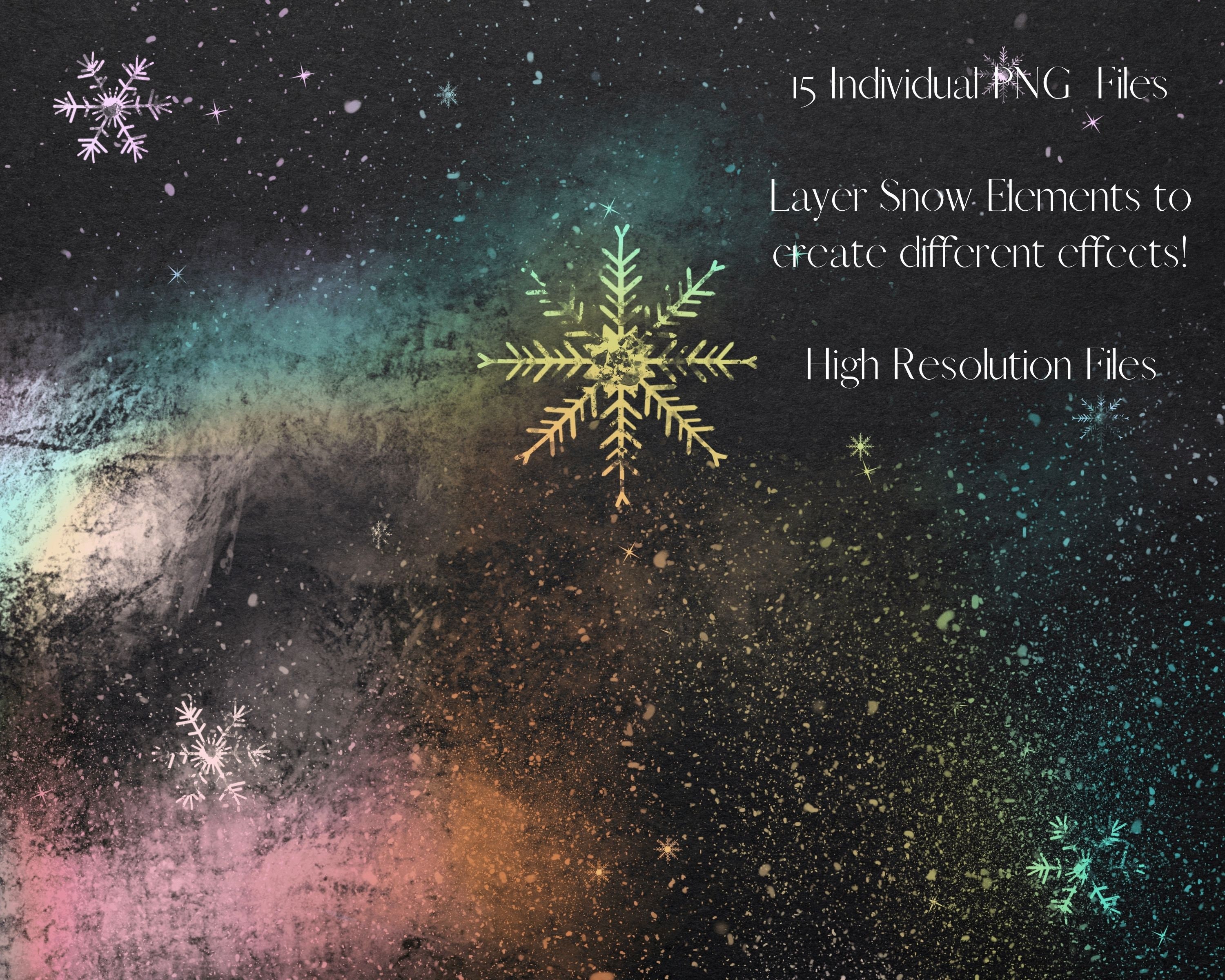 Falling Winter Snow Overlay Falling Rainbow Snow Clipart | Etsy