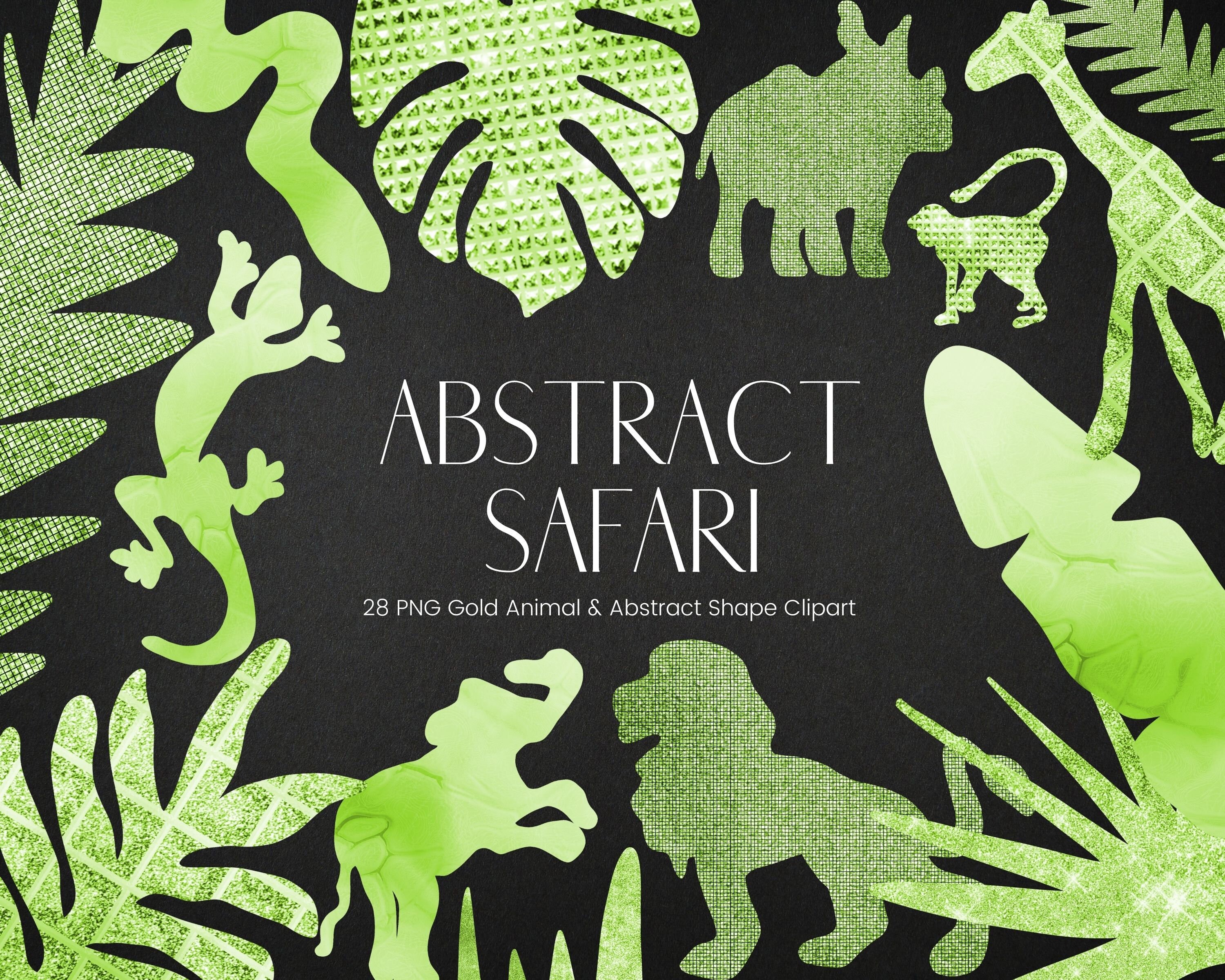 Green Abstract Animal Clipart, Green African Safari Clipart Shapes ...