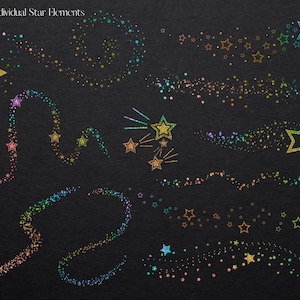21 Rainbow Glitter Stars Clipart Set, Rainbow Glitter Star Frames and ...