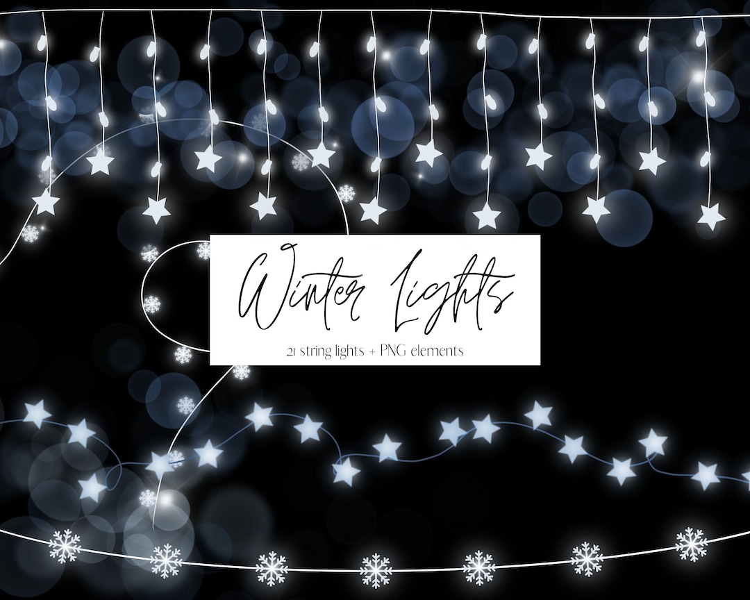 Blue Winter String Lights Clipart, Glow Fairy Light Clip Art, Hanging ...
