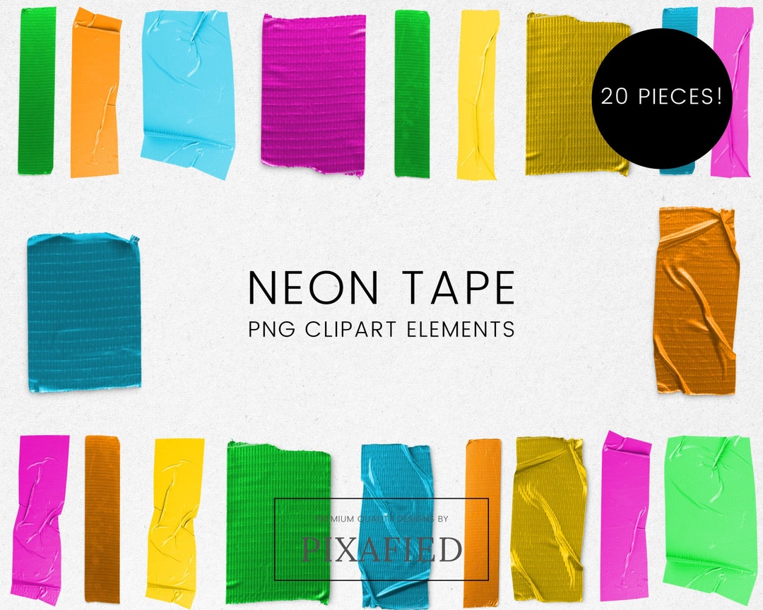 20 Neon Fluro Washi Tape Clip Art, Pink Blue Digital Washi Tape Clipart ...