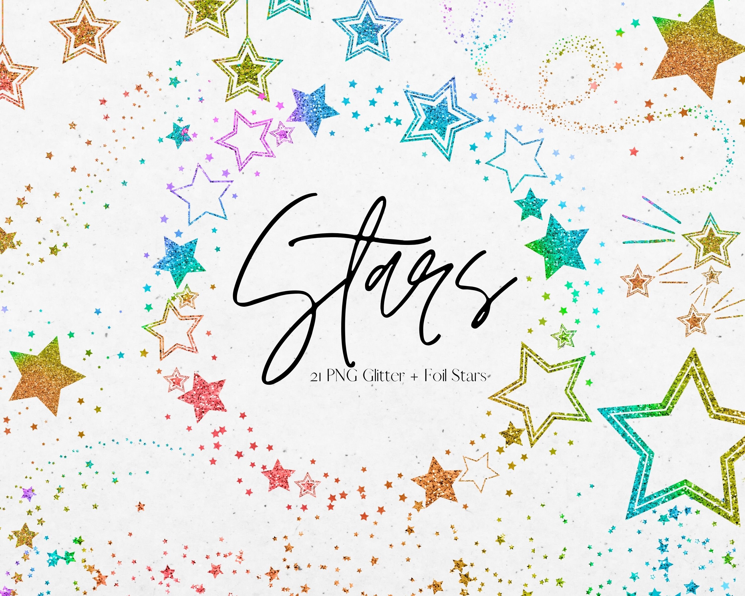 21 Rainbow Glitter Stars Clipart Set Rainbow Glitter Star - Etsy