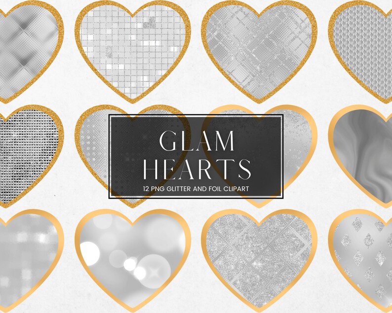 Glam Heart Clipart Sparkling Silver Glitter Love Heart Clip - Etsy