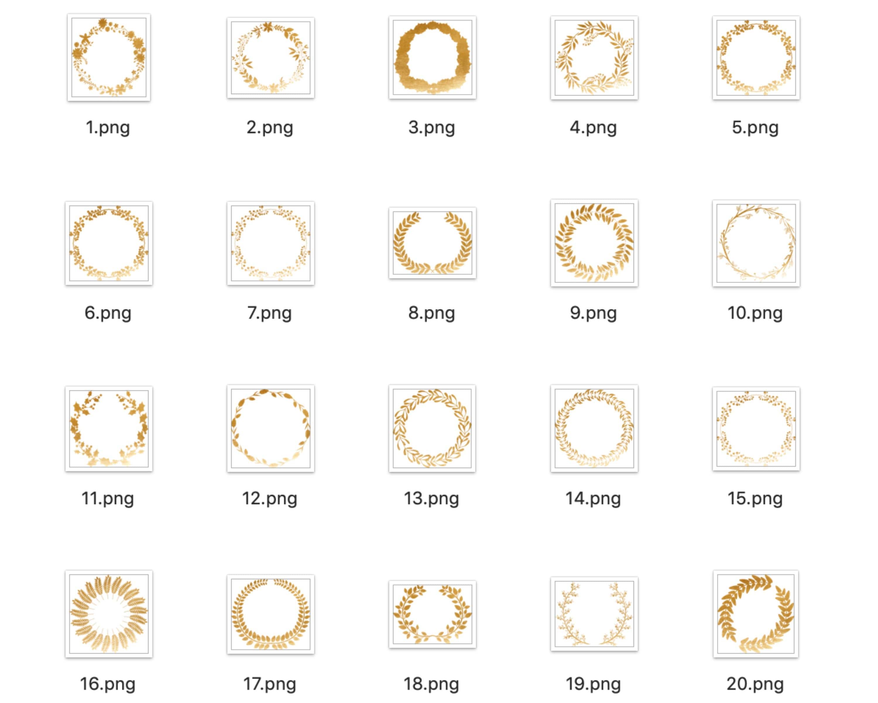 20 Gold Foil Frames and Wreaths Clipart Png Foil Circle Frame | Etsy